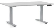 Výškově nastavitelný stůl OfficeTech D, 140 x 80 cm, šedá podnož, světle šedá