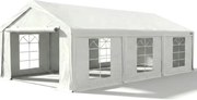 Zahradní párty stan 5x6 m PVC (500 g/m²) – Bílý, kompletní s bočními stěnami - -
