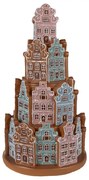 Svítící perníková věž z barevných chaloupek Gingerbread House - Ø 18*33 cm / 3*AAA