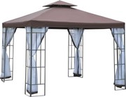 Zahradní altán Outsunny s moskytiérou a bočními panely, party stan s dvojitou střechou, zahradní gazebo 2,97x2,97m | Aosom