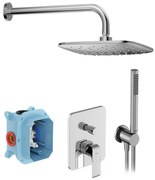 Ravak Flat - Sprchový set s baterií pod omítku, s tělesem, 25x25 cm, chrom X07S070