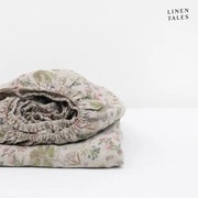 Napínací lněné prostěradlo v přírodní barvě 90x200 cm Botany 2 – Linen Tales