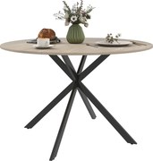 HOMCOM Kulatý Stůl pro 4 Osoby s Ocelovou Rámem Ø120x75 cm Tmavě Hnědý | Aosom