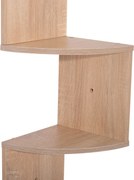 HOMCOM Zigzag Rohová Polička 20 D x 20 Š x 126 V cm 5 Úrovní Světlý Ořech | Aosom