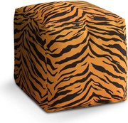 Sablio Taburet Cube Tygří vzor - 50x50x50 cm
