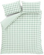 Zelené krepové povlečení na dvoulůžko/prodloužené 230x220 cm Seersucker Gingham Check – Catherine Lansfield
