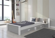 ADRK Postel ALDEX Shelf, CH-Alde-Sh-W+LG-190-E1963, 180x80 cm s policí, bílá/světle šedá