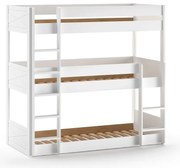Bílá patrová dětská postel z borovicového dřeva 90x200 cm Scott – Vipack