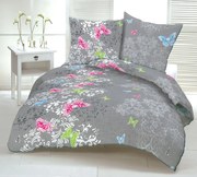 KARO Šedí motýli barevný bavlněný knoflík ornament kůra povlak na polštář 40x40 732a