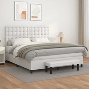 Box spring postel s matrací bílá 180x200 cm umělá kůže 3137678