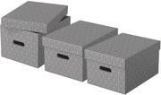 Archivační krabice esselte home, velikost m, 26.5 x 20.5 x 36.5 cm, šedá - set 3 ks