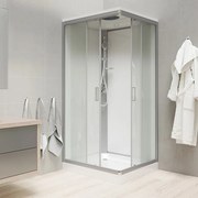 Mereo Mereo, Sprchový box se střechou, čtvercový, satin ALU, sklo Point, zadní stěny bílé, CK34122KBSW