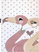 Detský kusový koberec Petit Flamingos hearts cream, 160x220, ružová, detská izba, Dywany Łuszczów