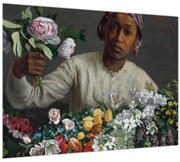 Obraz - Frédéric Bazille, Young Woman with Peonies, reprodukce (70x50 cm)