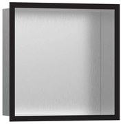 Hansgrohe XtraStoris Individual - Výklenek do stěny s designovým rámem, 30x30x10 cm, kartáčovaná nerez/matná černá 56097670