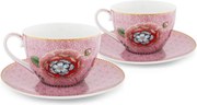 Pip Studio Spring to Life Set 2 šálků s podšálky 280ml růžoví
