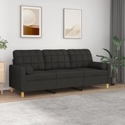 3místná pohovka s polštáři černá 180 cm textil 3200794
