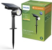 Philips ashlyn venkovní solární zemní led reflektor 1,4 w, 150 lm, 2700 k, ip44, černý