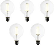 Sada 5 LED žárovek E27 G95 čirá 3,8W 806 lm 3000K