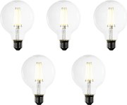 Sada 5 LED žárovek E27 G95 čirý filament 3.8W 806 lm 3000K