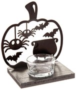 Dřevěný svícen s haloweenským motivem Happy Halloween – Dakls