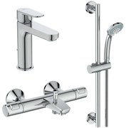 Ideal Standard CeraTherm - Sprchový set s termostatem a umyvadlovou baterií, 3 proudy, chrom BC984AA