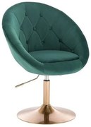 LuxuryForm DESIGN Otočné křeslo VERA VELUR na zlatém talíři - zelené