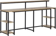 HOMCOM Dvojitý Stůl se Složkami a Policí na Monitor v Průmyslovém Stylu, Stůl s Úspornou Knihovnou pro Kancelář a Studium, 200x53x100cm, Hnědý | Aosom