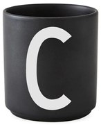 Černý porcelánový hrnek Design Letters Alphabet C, 250 ml