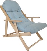 HOMCOM Skládací a polohovací dřevěná relaxační židle s tlustým polstrovaným polštářem - 71 x 89 x 96 cm, šedá | Aosom