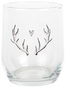 Sklenička na vodu paroží se srdíčkem Love Deer - Ø 8*9 cm / 300 ml