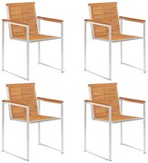 Zahradní židle 4 ks masivní akáciové dřevo a nerezová ocel 3078467