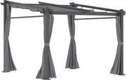 Outsunny pergola 2,97 x 2,95 m, voděodolný pavilon se sluneční stříškou, boční panely, kryt terasy, polyester, tmavě šedá | Aosom
