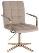 LuxuryForm DESIGN Otočná židle VERONA GOLD VELUR na zlatém kříži - latte