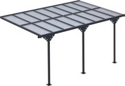 Outsunny Pergola Zahradní Altán 4 x 3 m Sada Stanu S Nastavitelnou Výškou, Slunečník, Kryt Terasy, Hliníkový, Šedý | Aosom