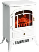 HOMCOM Elektrický krb Kamna s efektem plamene 950/1850W Ochrana proti přehřátí Bílá 41,5x28x54,8cm pro příjemné večery | Aosom.de