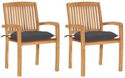 Zahradní židle 2 ks antracitové podušky masivní teak 3063267