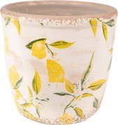 Béžový keramický obal na květináč s citróny Lemonio S - Ø 13*12 cm