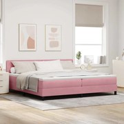 Postel s boxspringem s matrací s čelo Růžová 200 x 200 cm samet 3339133