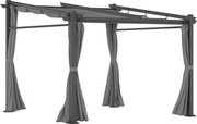 Pergola s terasovou střechou Outsunny, přibližně 3x3m, kryt terasy, zahradní pavilon, hliníková konstrukce, montáž na stěnu, pergola se skládací střec