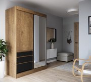 ADRK Furniture Posuvná skříň se zrcadlem HAIDAR 140
