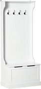 HOMCOM Moderní 3-in-1 volně stojící stojan na kabáty s 4 háčky, úložná lavice a ramínko na kabáty, úsporný vstup, chodba, nábytek do ložnice z dřeva,