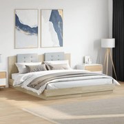Rám postele s čelem a LED osvětlením dub sonoma 200x200 cm 3209984