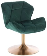 LuxuryForm DESIGN Otočná židle MILANO VELUR na zlatém talíři - zelená