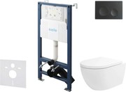 kielle Genesis New - Set předstěnové instalace, klozetu Oudee, Vortex Rimless+, sedátka softclose a tlačítka Gemini New I, matná černá 30528SS21
