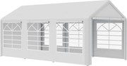 Pavilonový párty stan Outsunny 3x6m se 4 bočními stěnami a okny z polyesteru a kovu – bílý | Aosom