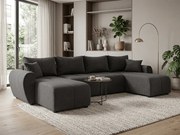 Rozkládací oboustranná sedací souprava do U SEVIO 311x145 cm, tmavě šedá + 2 polštářky ZDARMA
