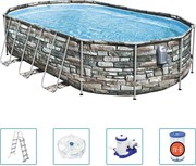 Bestway Bazénový set Power Steel Comfort Jet Series ovál 610x366x122cm