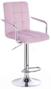 LuxuryForm DESIGN Barová židle VERONA VELUR na stříbrné kulaté podstavě - levandule