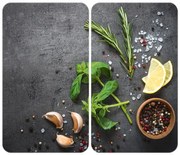 Sada 2 šedých skleněných krytů na sporák Wenko Universal Herbs